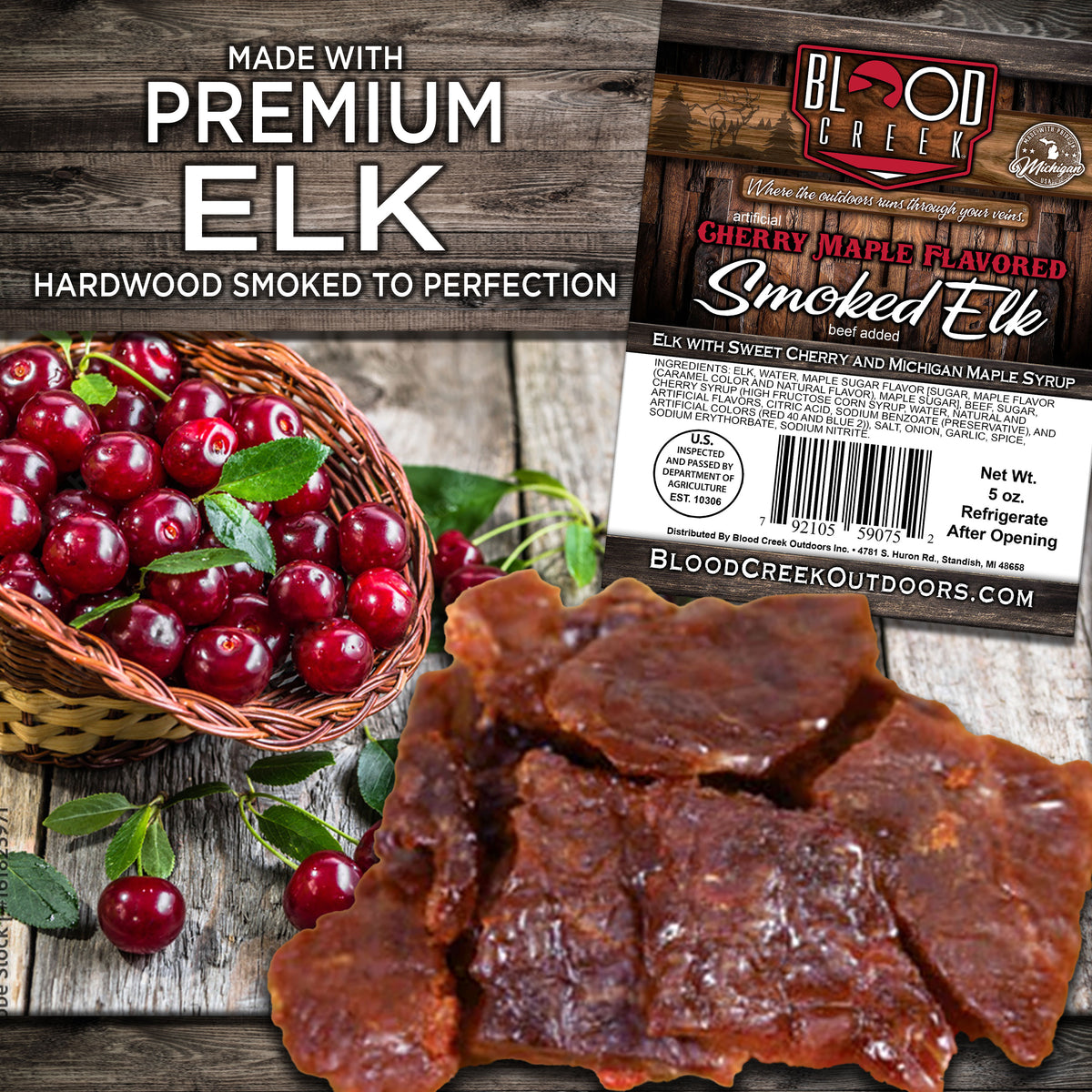 Maple Cherry Smoked Elk Jerky – Blood Creek Outdoors