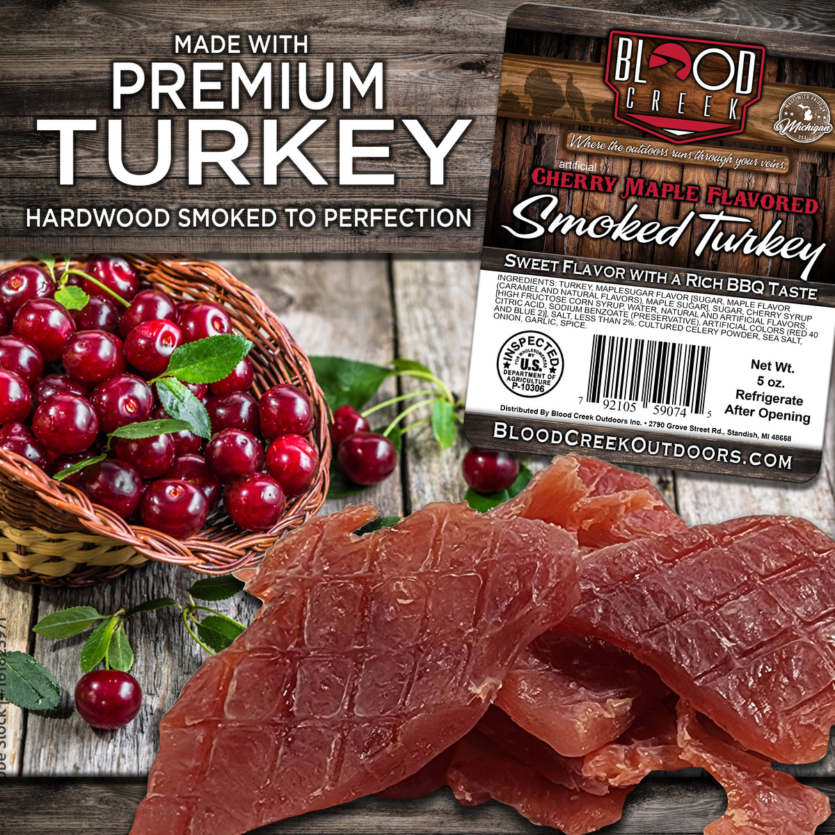 Maple Cherry Smoked Turkey Jerky – Blood Creek Outdoors